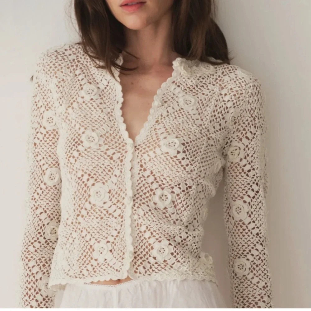 Doen | Sweaters | New Doen Ottoline Crochet Cardiga | Poshmark